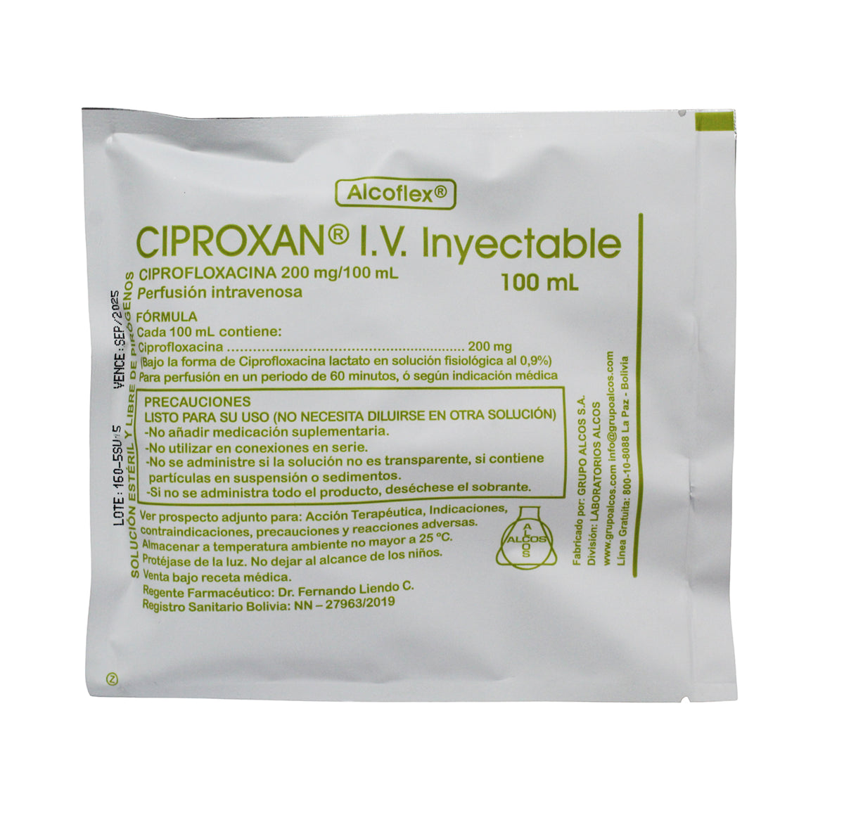 Ciproxan Ciprofloxacina 200Mg X 100Ml— Farmacorp