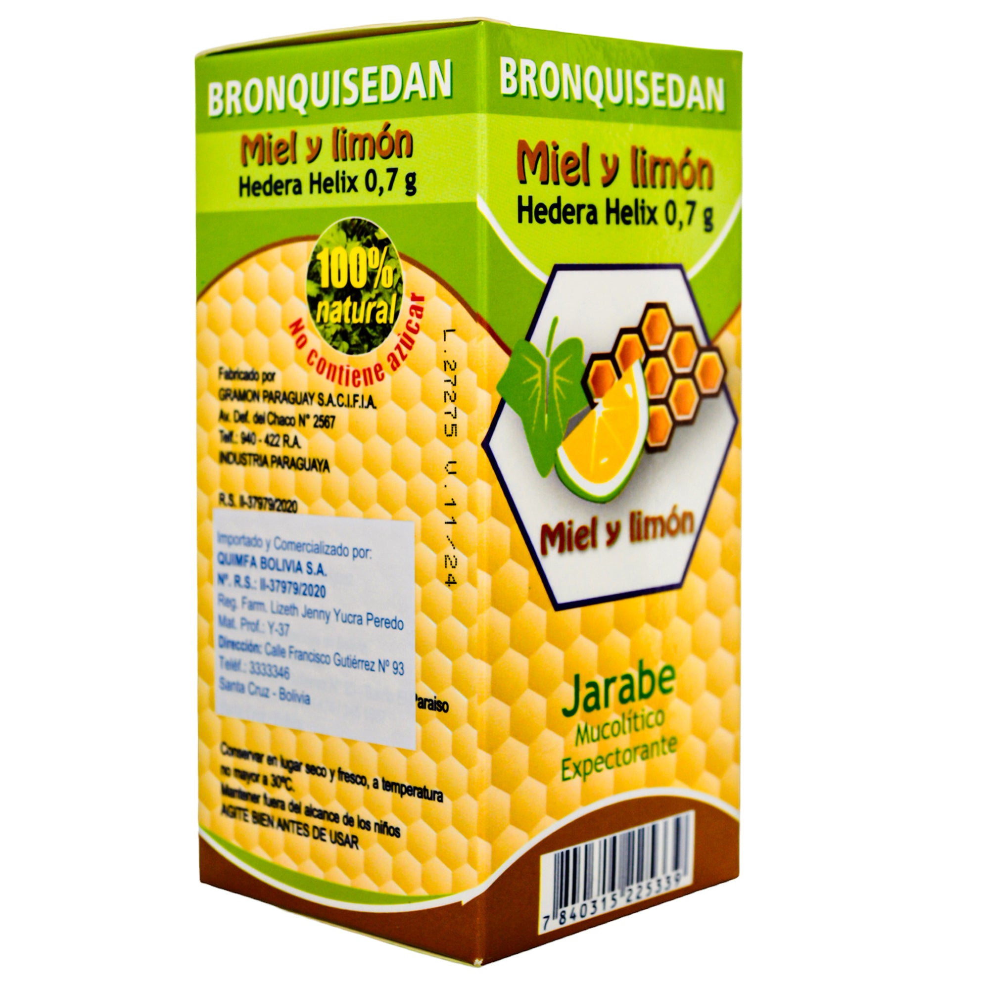 Bronquisedan Jarabe Hedera Helix Miel Limon X 120Ml— Farmacorp