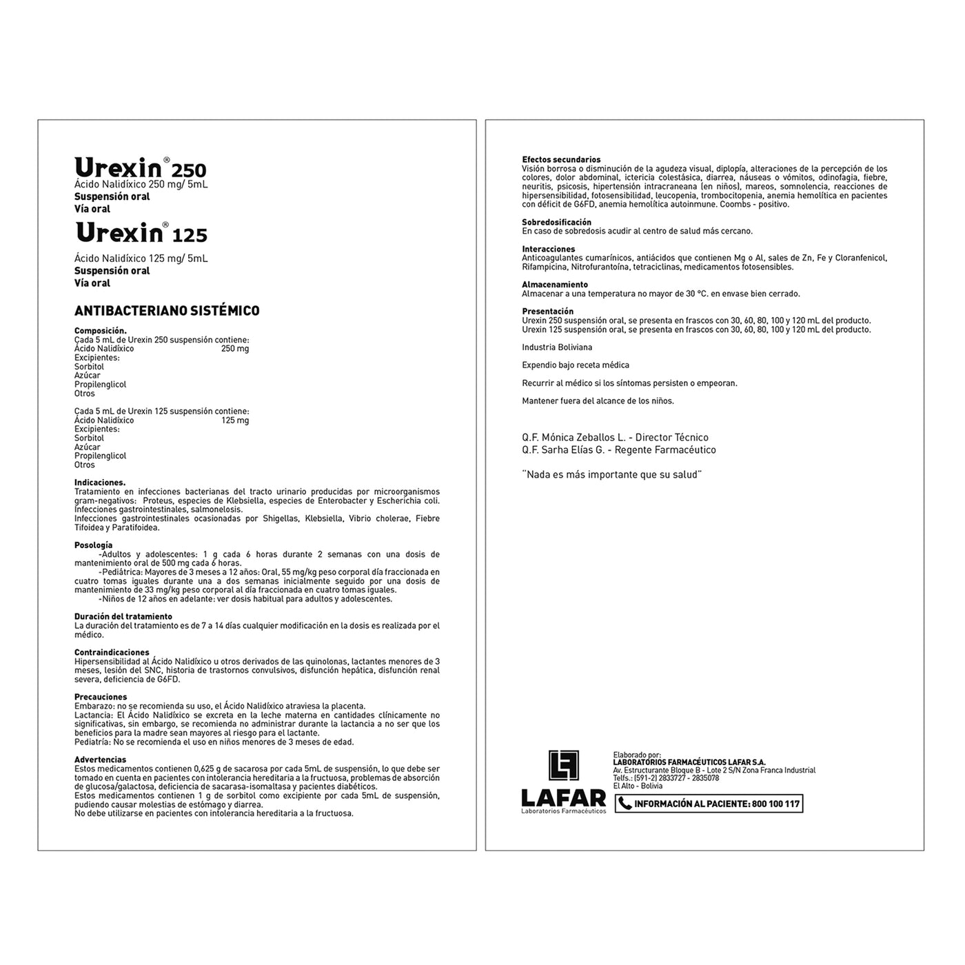 Urexin 250Mg 5Ml Susp X 120Ml Acido Nalidixico— Farmacorp