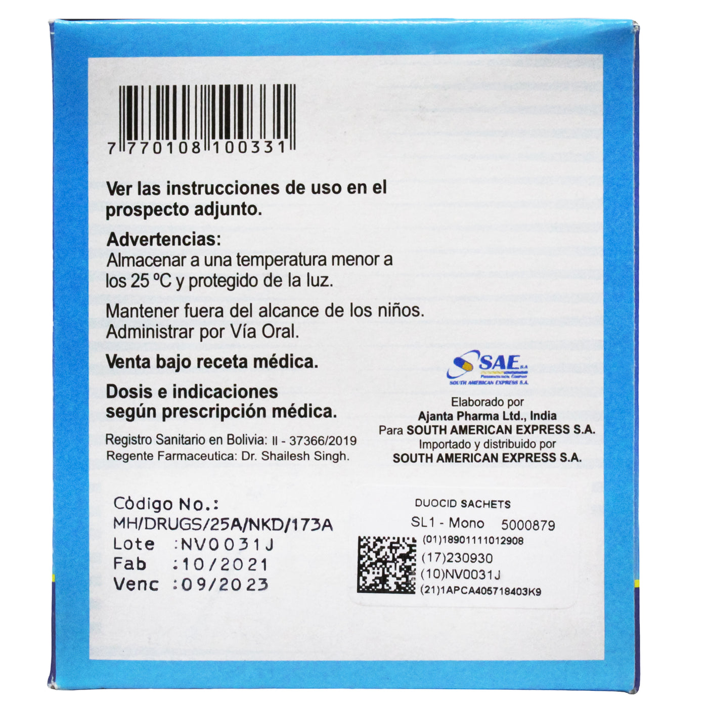 Duocid Omeprazol 20Mg Y Bicarbonato De Sodio 1680Mg X Sobre— Farmacorp