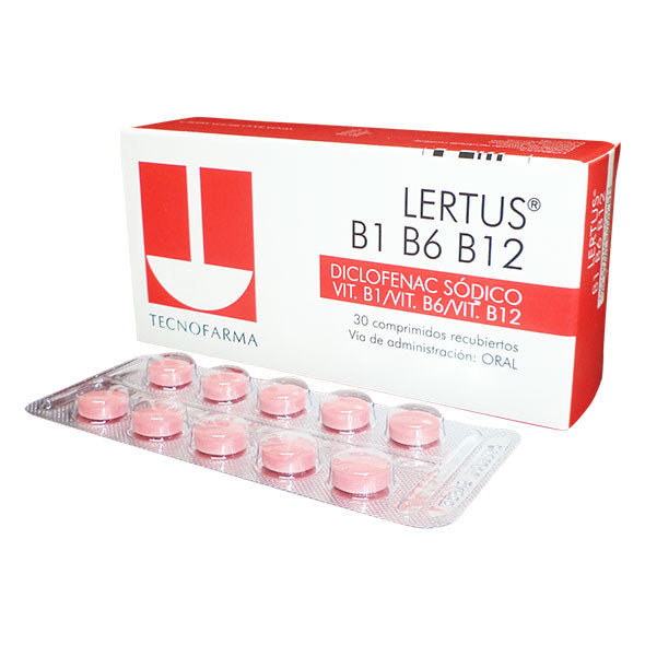 Lertus B1 B6 B12 Diclofenaco Sodico 50Mg Y Vitaminas Del Complejo B X ...
