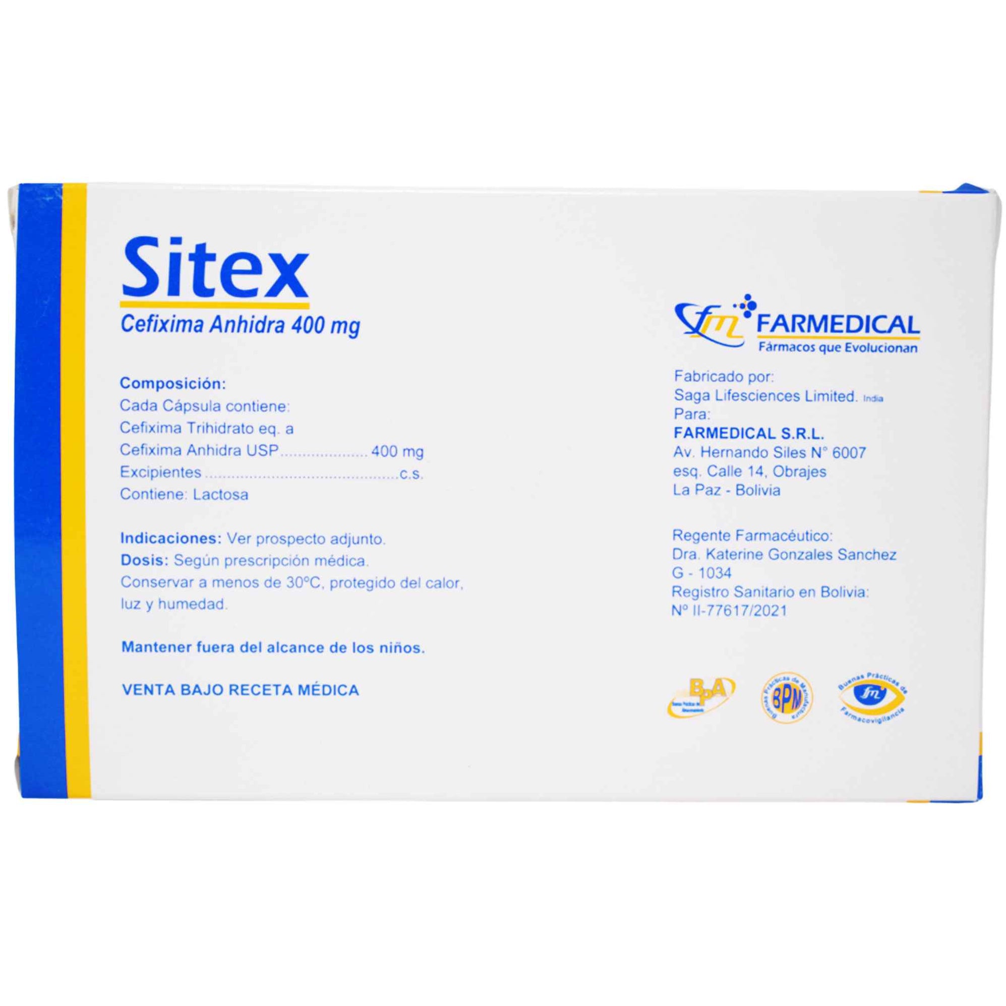 Sitex Cefixima 400Mg X Capsula— Farmacorp
