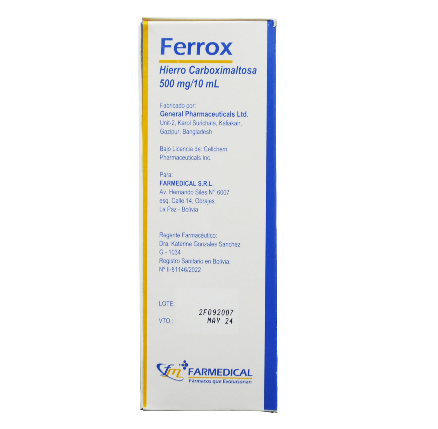 Ferrox 500Mg Hierro Carboximal Iv X 10Ml / Ampolla— Farmacorp