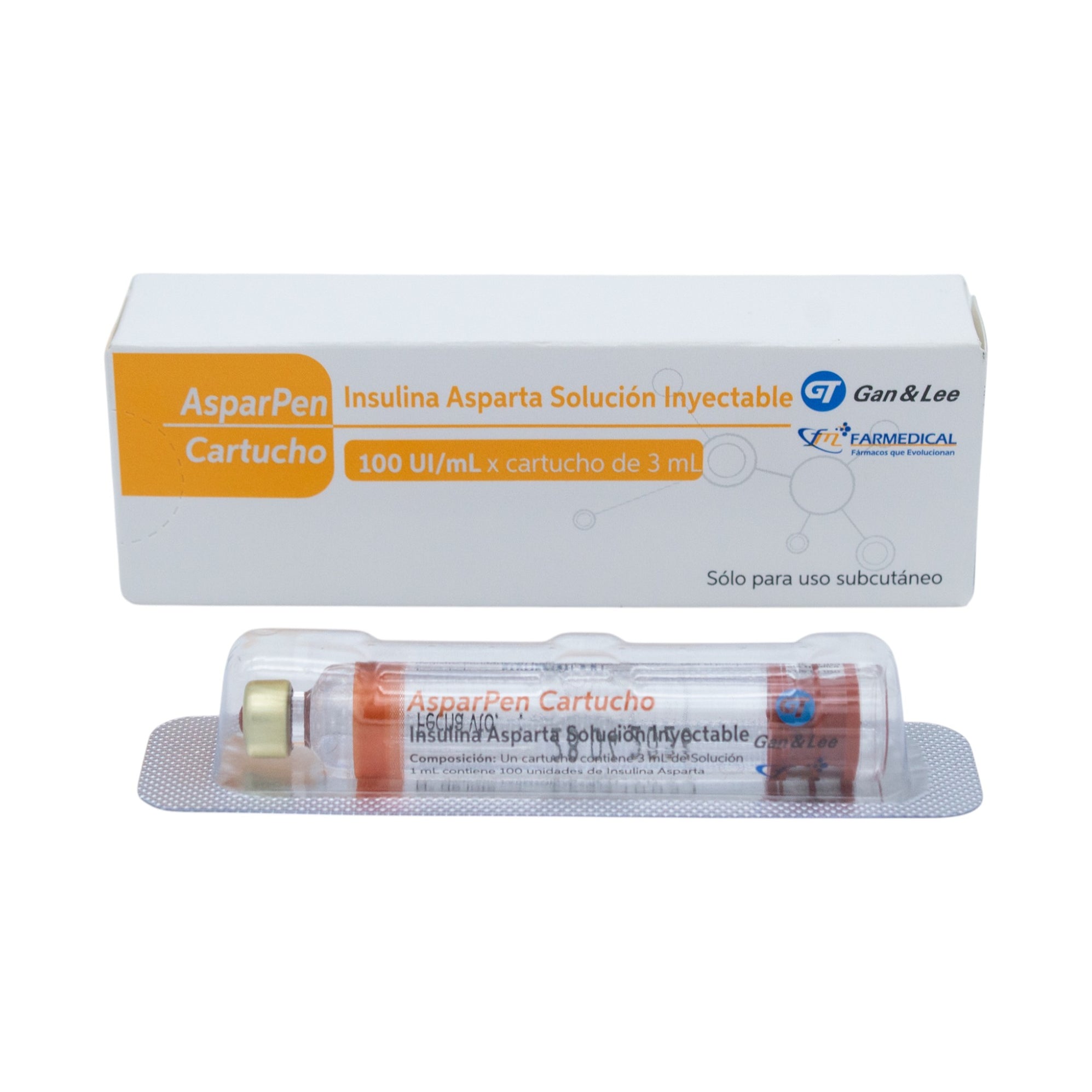 Asparpen Cartucho Insulina Asparta 100Ui Subcutáneo X 3Ml— Farmacorp