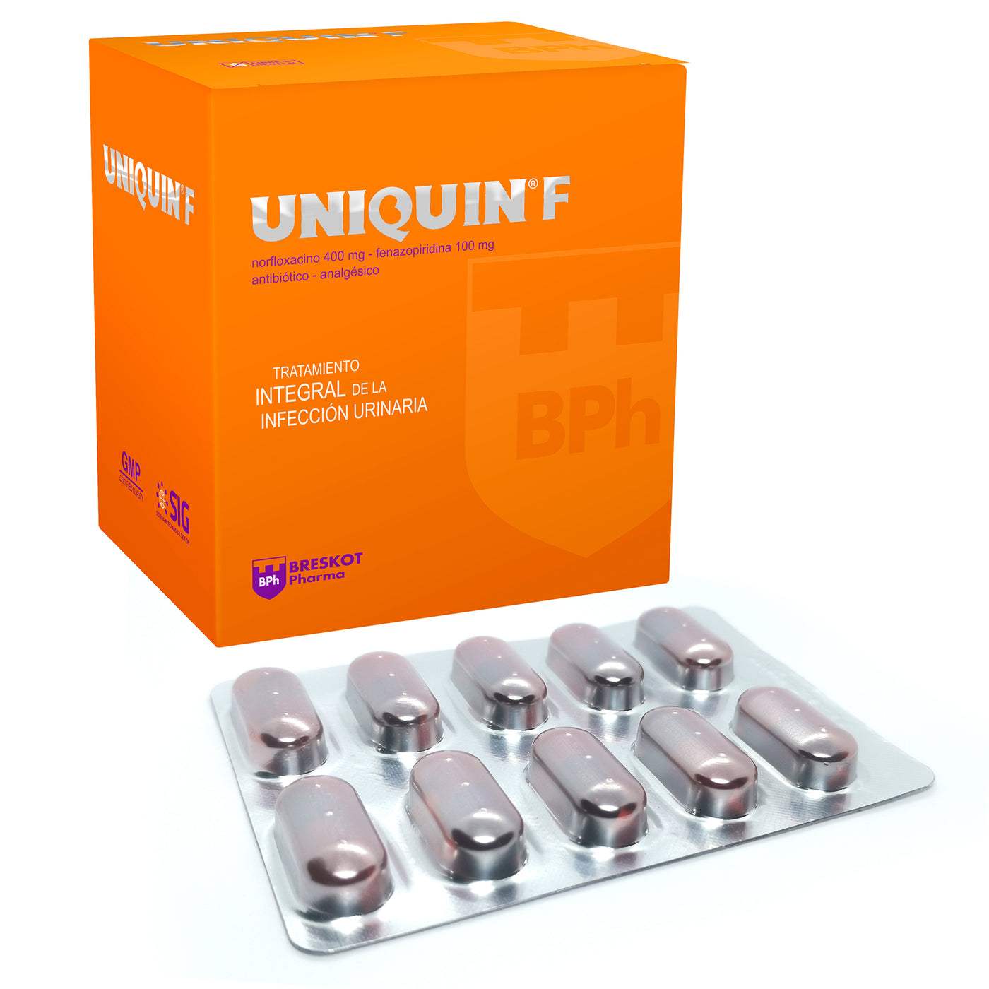 Uniquin F Norfloxacina 400Mg Y Fenazopiridina Clorhidrato 100Mg X Caps ...
