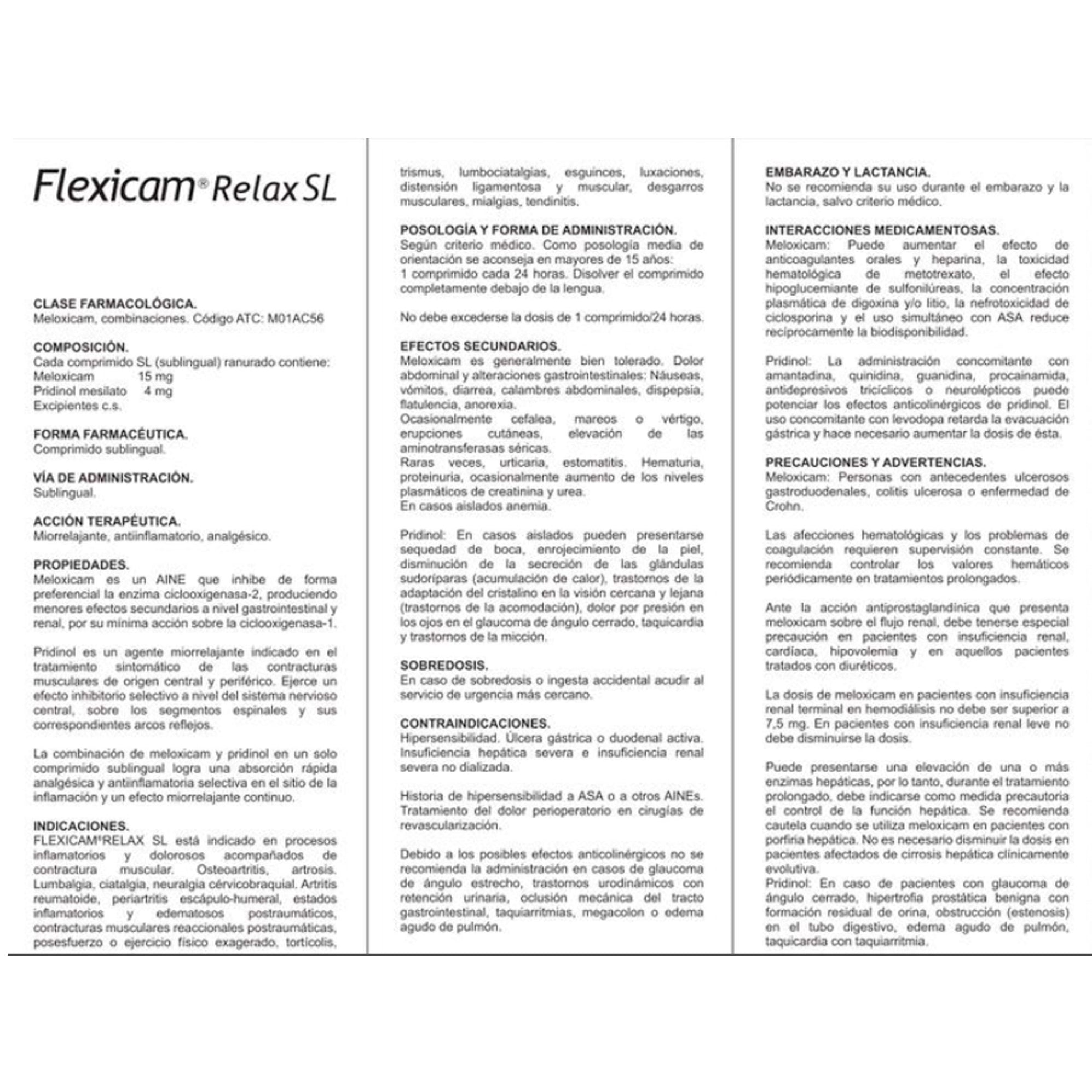 Flexicam Relax Meloxicam 15Mg Y Pridinol Mesilato 4Mg X Tableta— Farmacorp