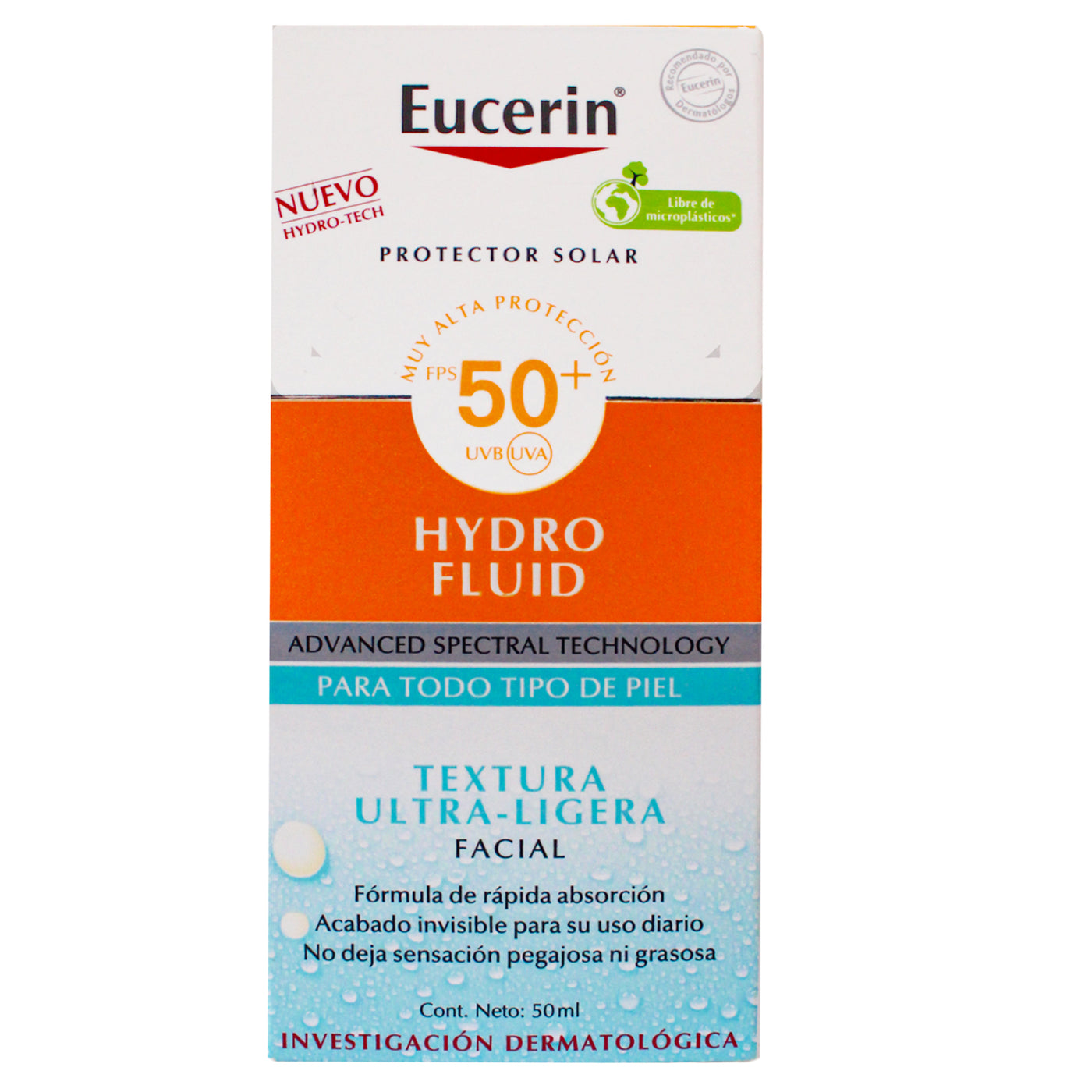 Protector Solar Facial Eucerin Hydro Fluid FPS50+ X50ml— Farmacorp