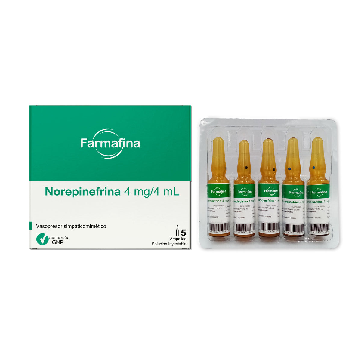 Norepinefrina Noradrenalina 4 Mg Iv Genérico X Ampolla / 4Ml— Farmacorp