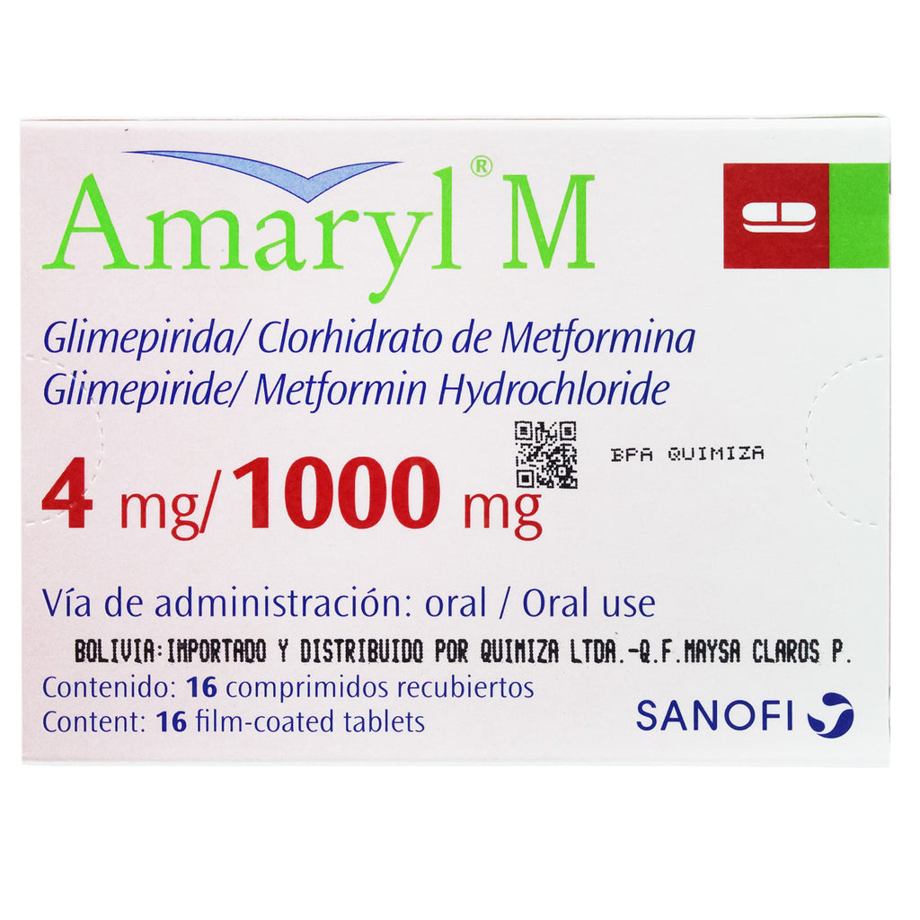 Glemaz Met 4Mg Glimepirida Y 1000Mg Metformina Clorhidrato X Tableta ...