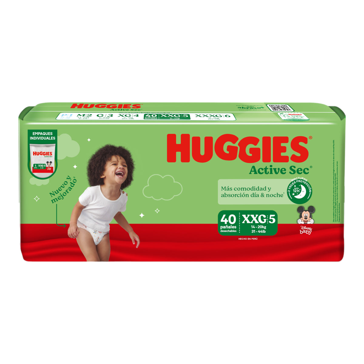 Huggies Active Sec Verde Talla Xxg X 40 Unidades— Farmacorp