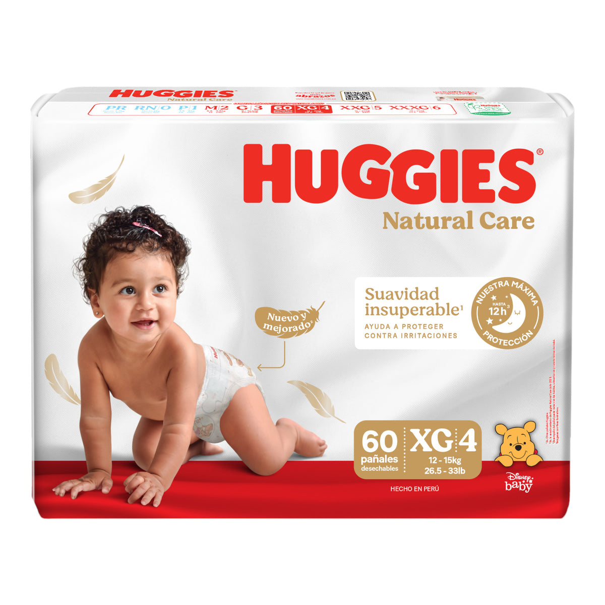 Pañales Natural Care XG Huggies 60 Unidades— Farmacorp