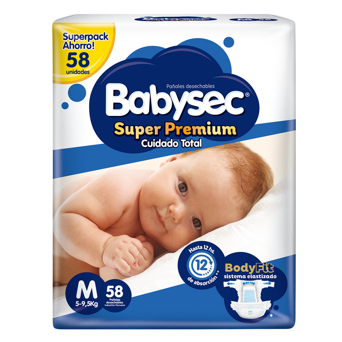 Pañales Babysec Super Premium M x58 - Ajuste Perfecto— Farmacorp