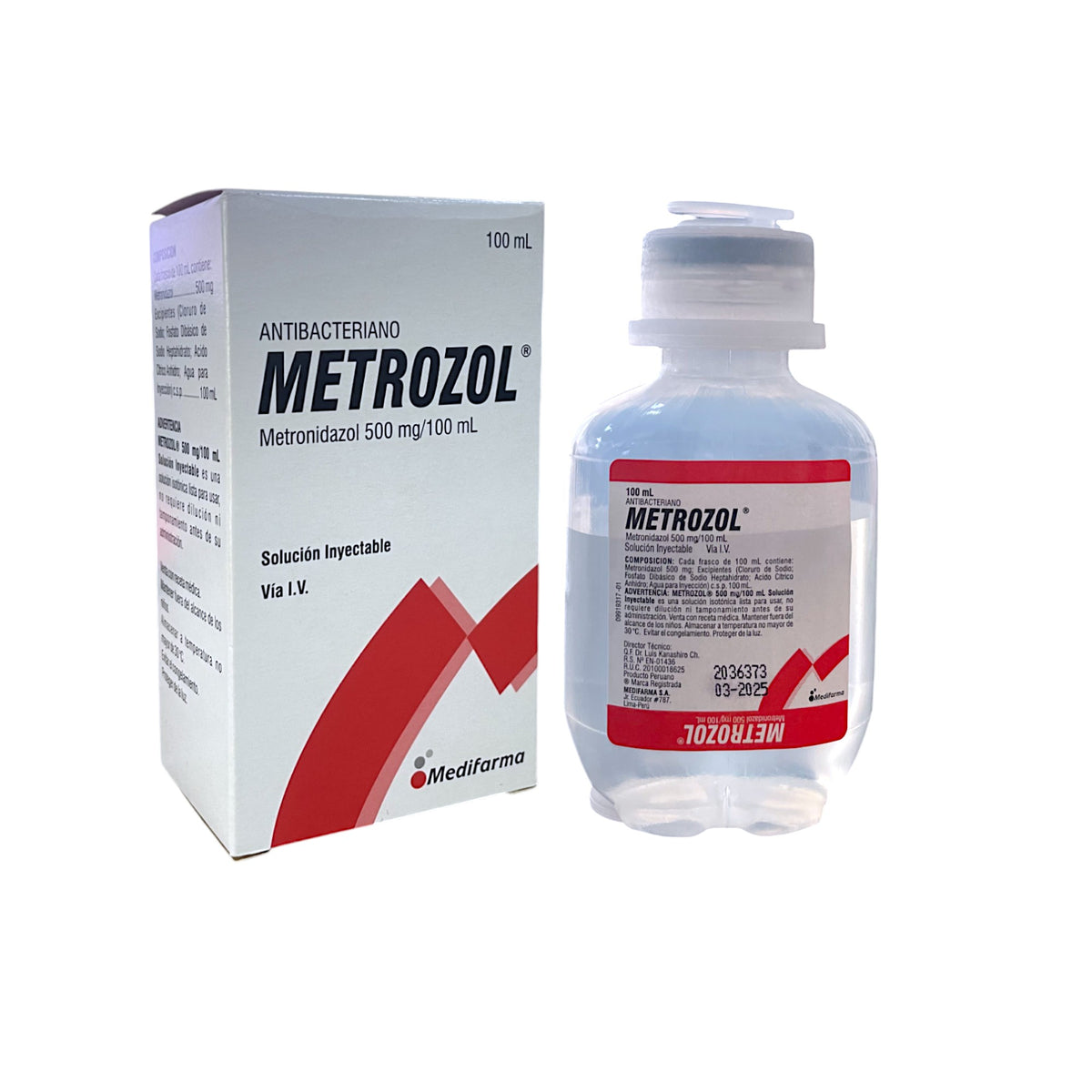 Metrozol 500Mg Metronidazol Iv Solución Inyectable X 100Ml— Farmacorp