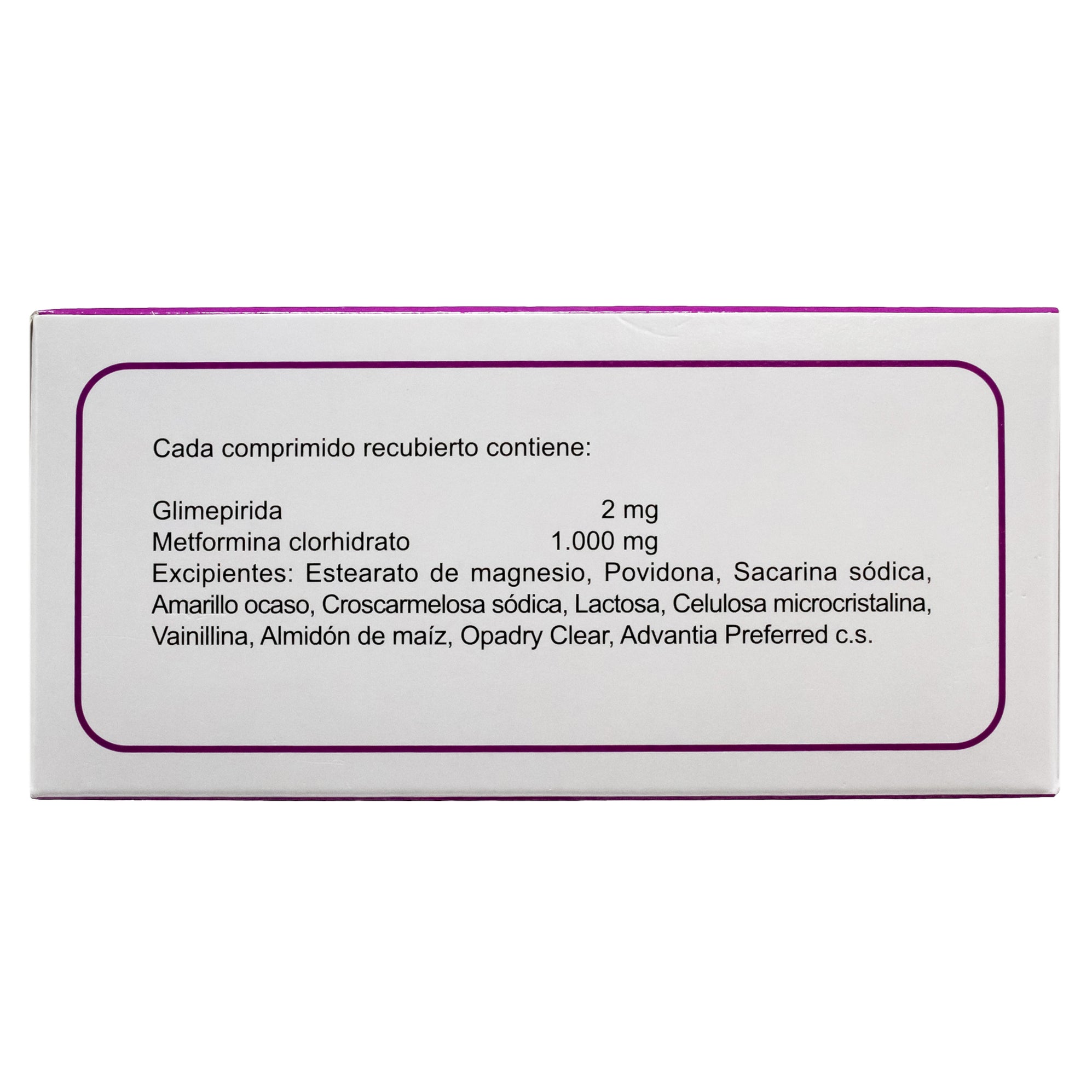 Glemaz Met 2Mg Glimepirida Y 1000Mg Metformina Clorhidrato X Tableta ...