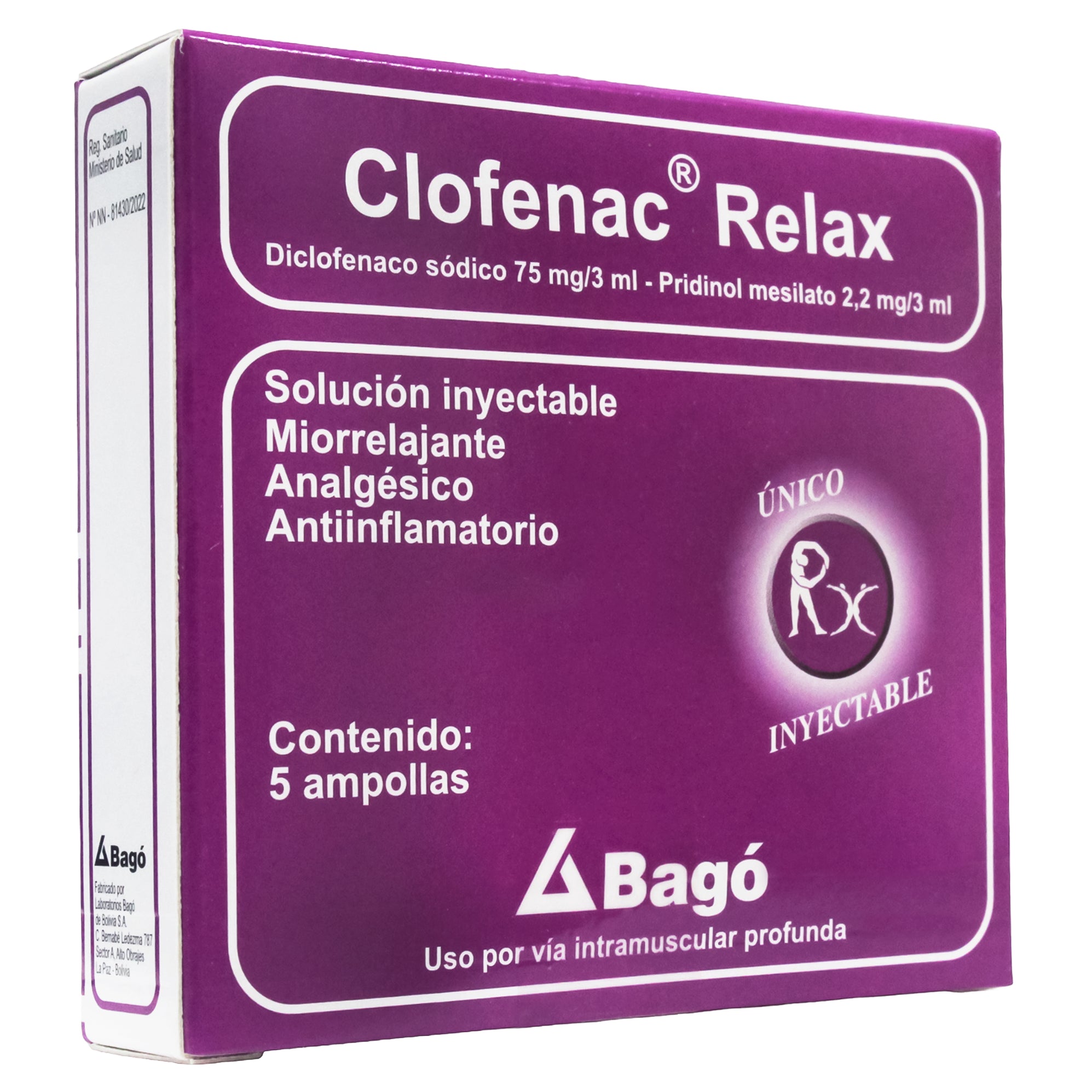 Clofenac Relax Diclofenaco Sodico 75Mg Y Pridinol Mesilato 2.2Mg X Amp ...