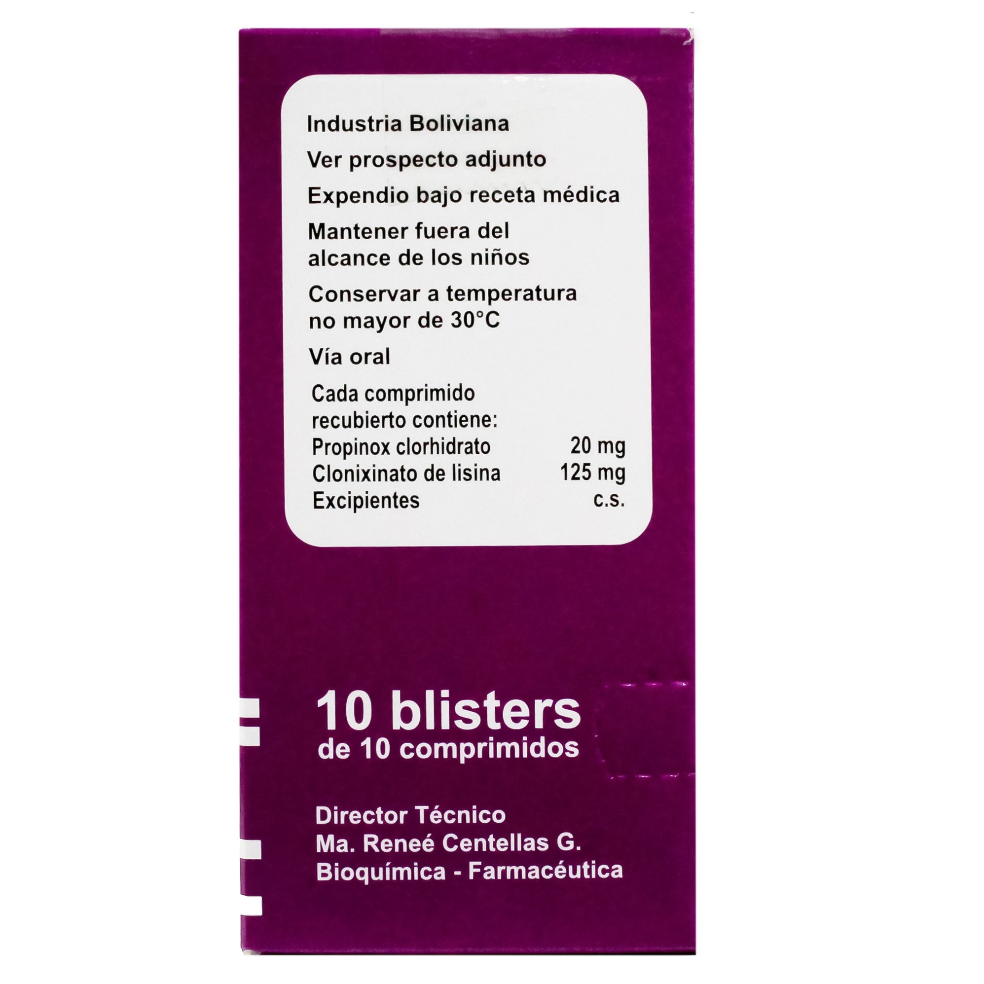 Espasmo Dioxadol Plus 20Mg Propinox Y 125Mg Clonixinato De Lisina X Ta ...