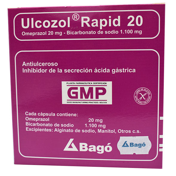 Ulcozol Rapid Omeprazol 20Mg Y Bicarbonato De Sodio 1100Mg X Capsula— Farmacorp