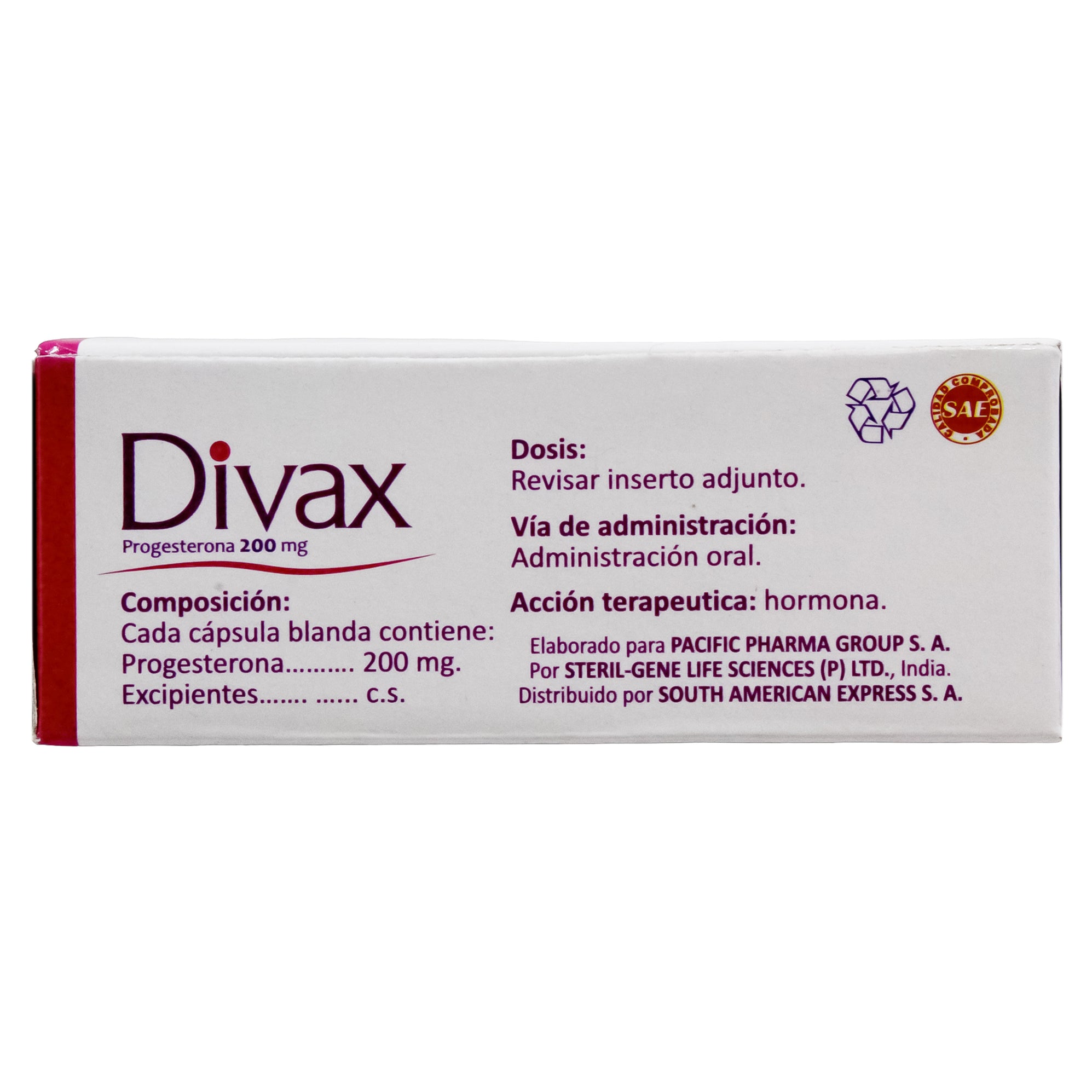 Divax 200Mg Progesterona X Capsula Blanda— Farmacorp