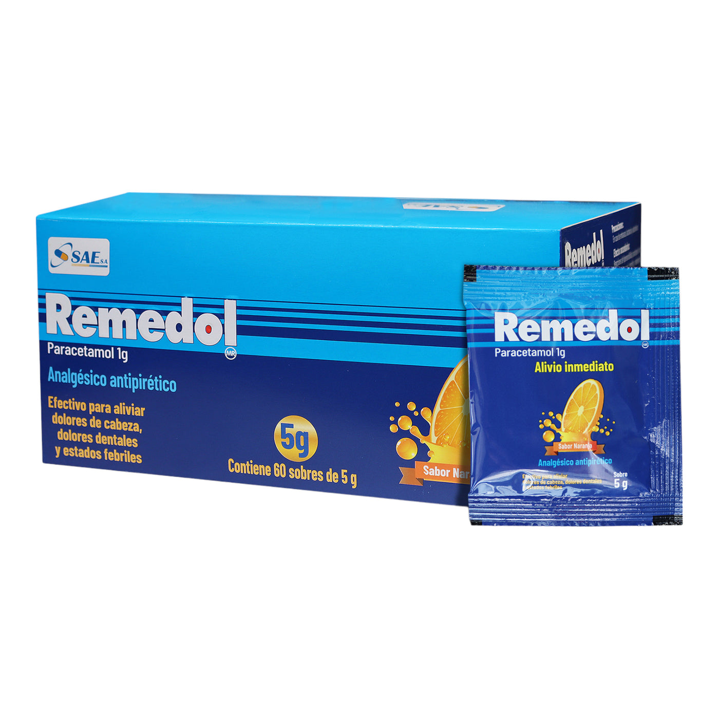 Remedol 1G Sabor Naranja Paracetamol X 60 Sobres— Farmacorp