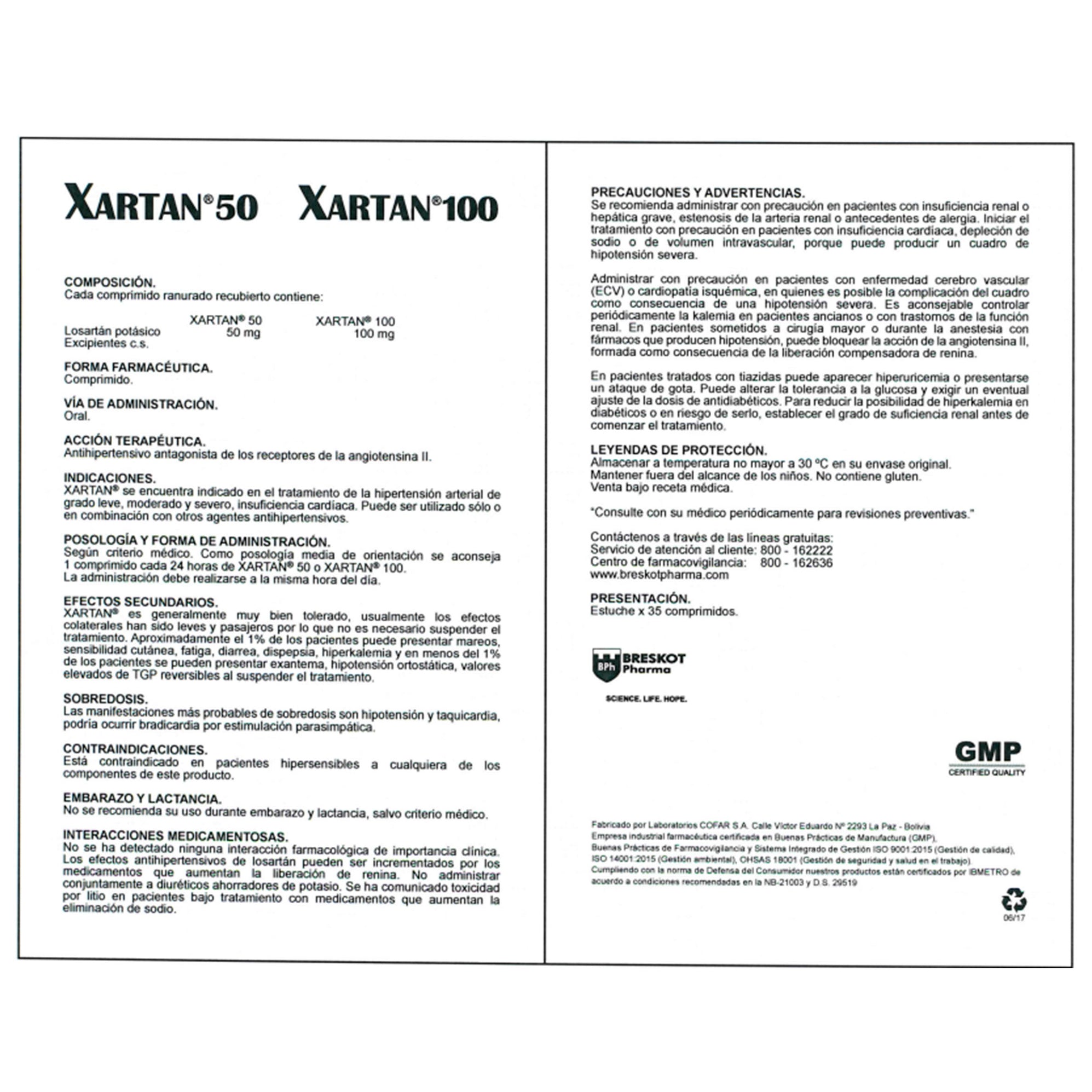 Xartan 50Mg Losartan X Tableta— Farmacorp