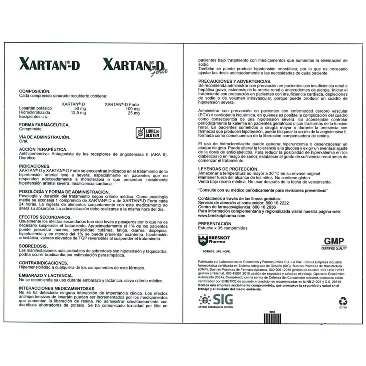 Xartan D 50Mg Losartan Y 12.5Mg Hidroclorotiazida X Tableta— Farmacorp