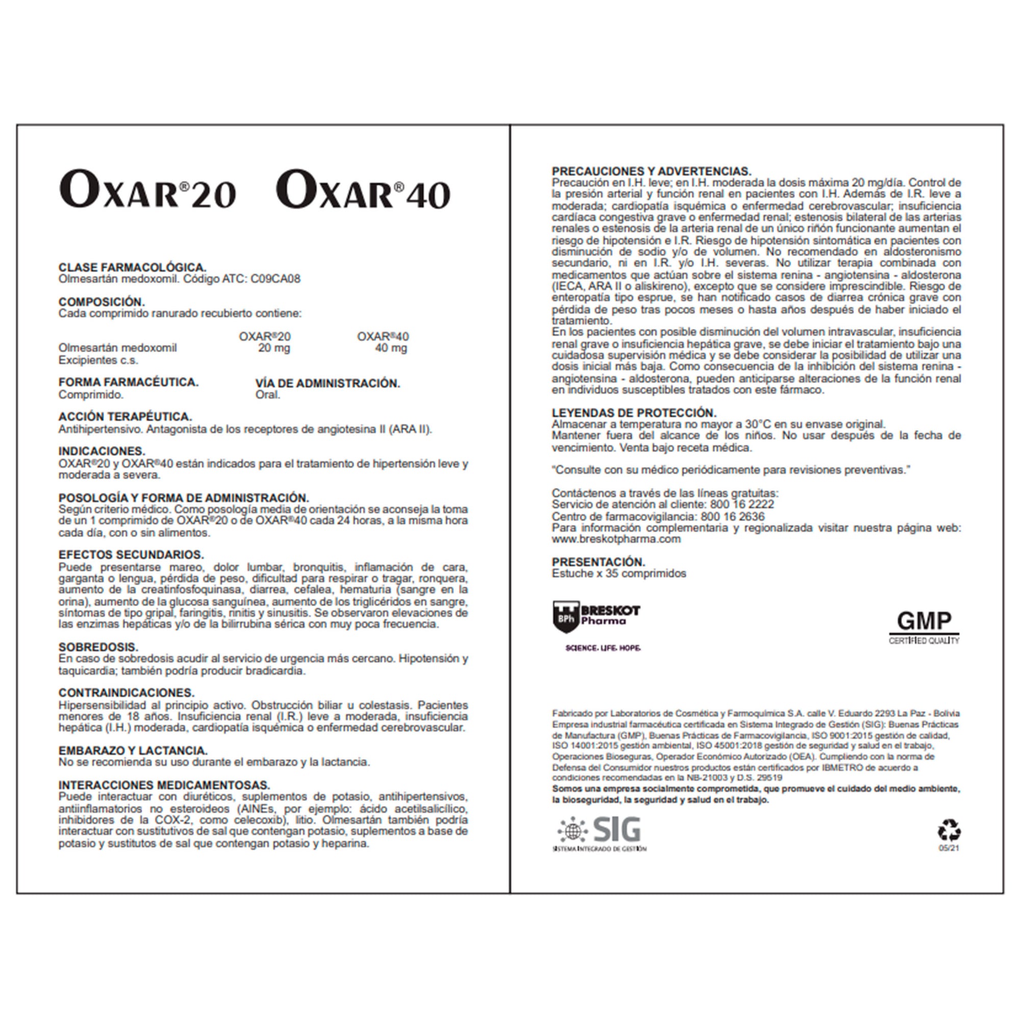 Oxar 40Mg Olmesartan X Tableta— Farmacorp