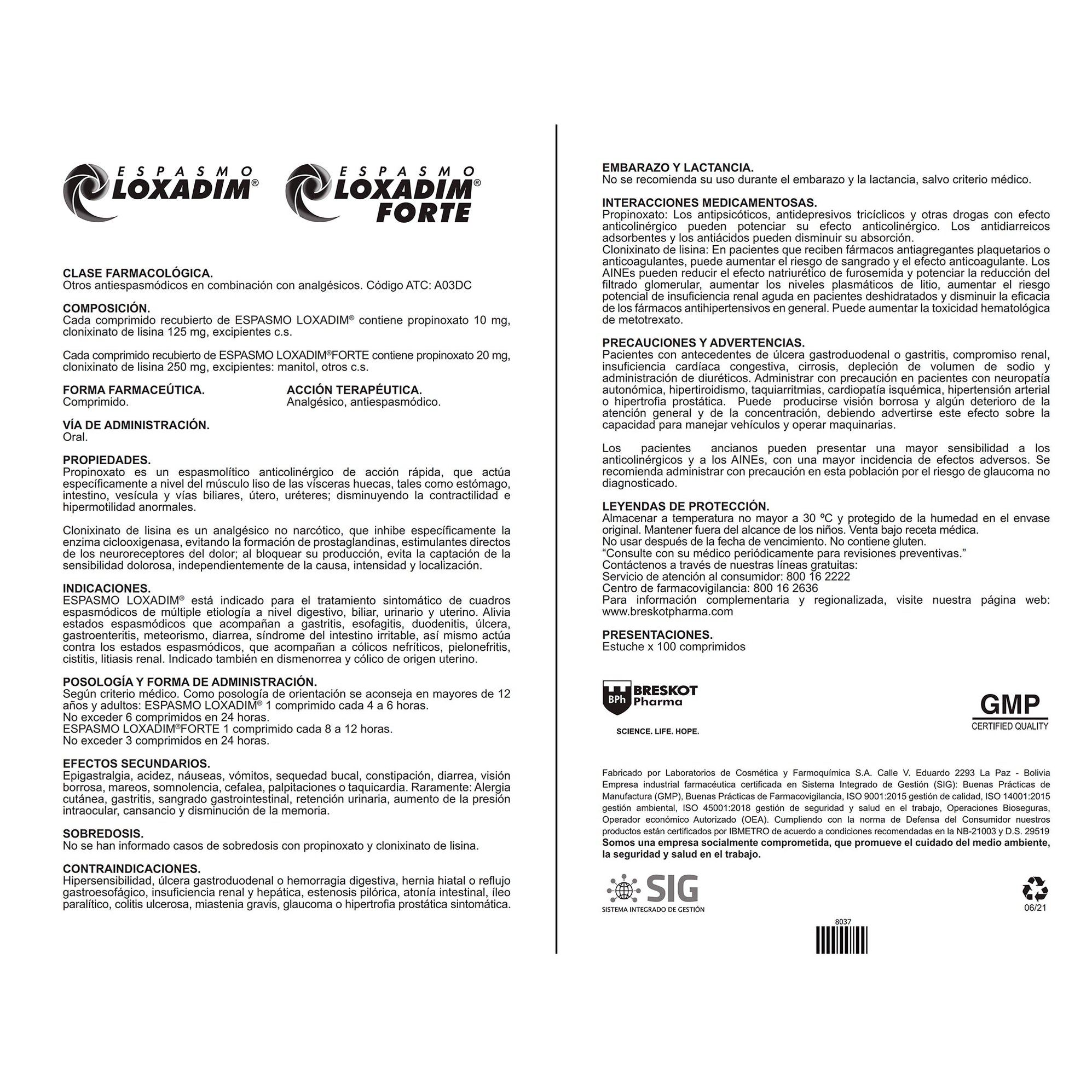Espasmo Loxadim Forte Propinoxato 20Mg Y Clonixinato De Lisina 250Mg X ...