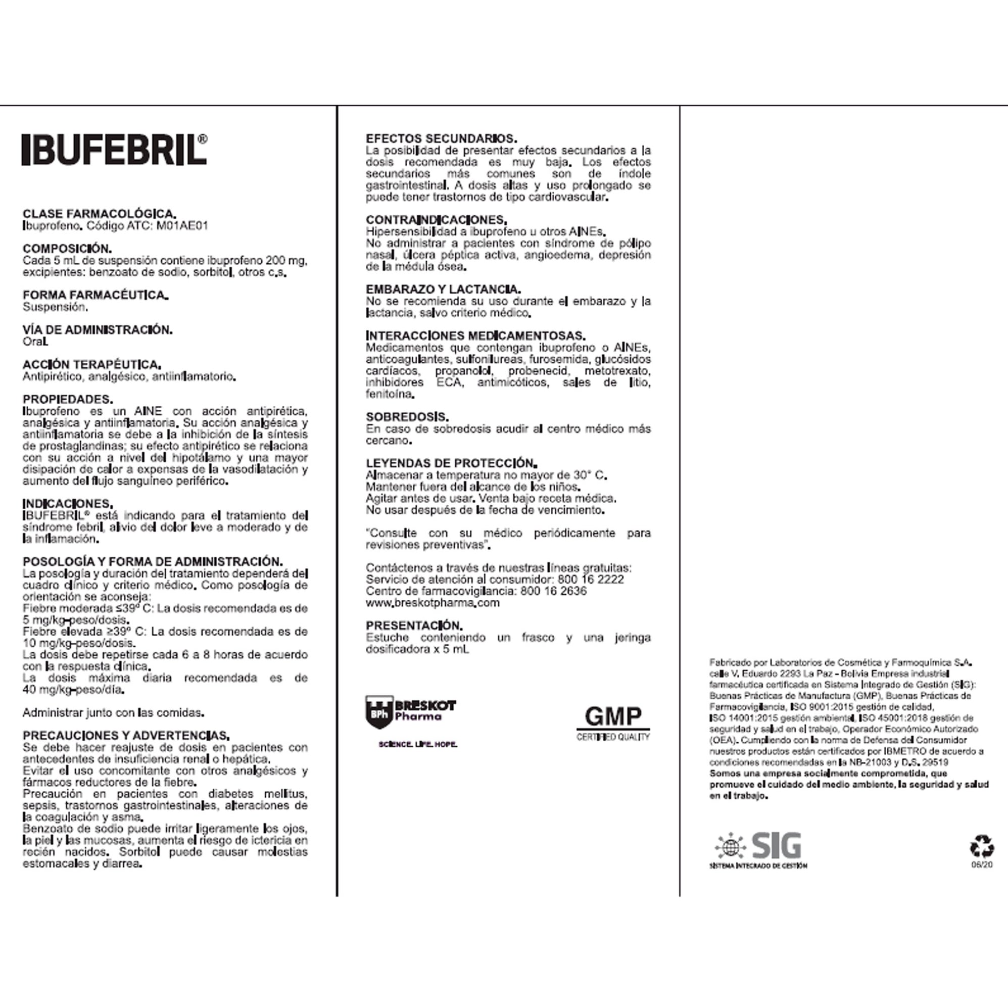 Ibufebril 200Mg 5Ml Susp X 100Ml Ibuprofeno— Farmacorp