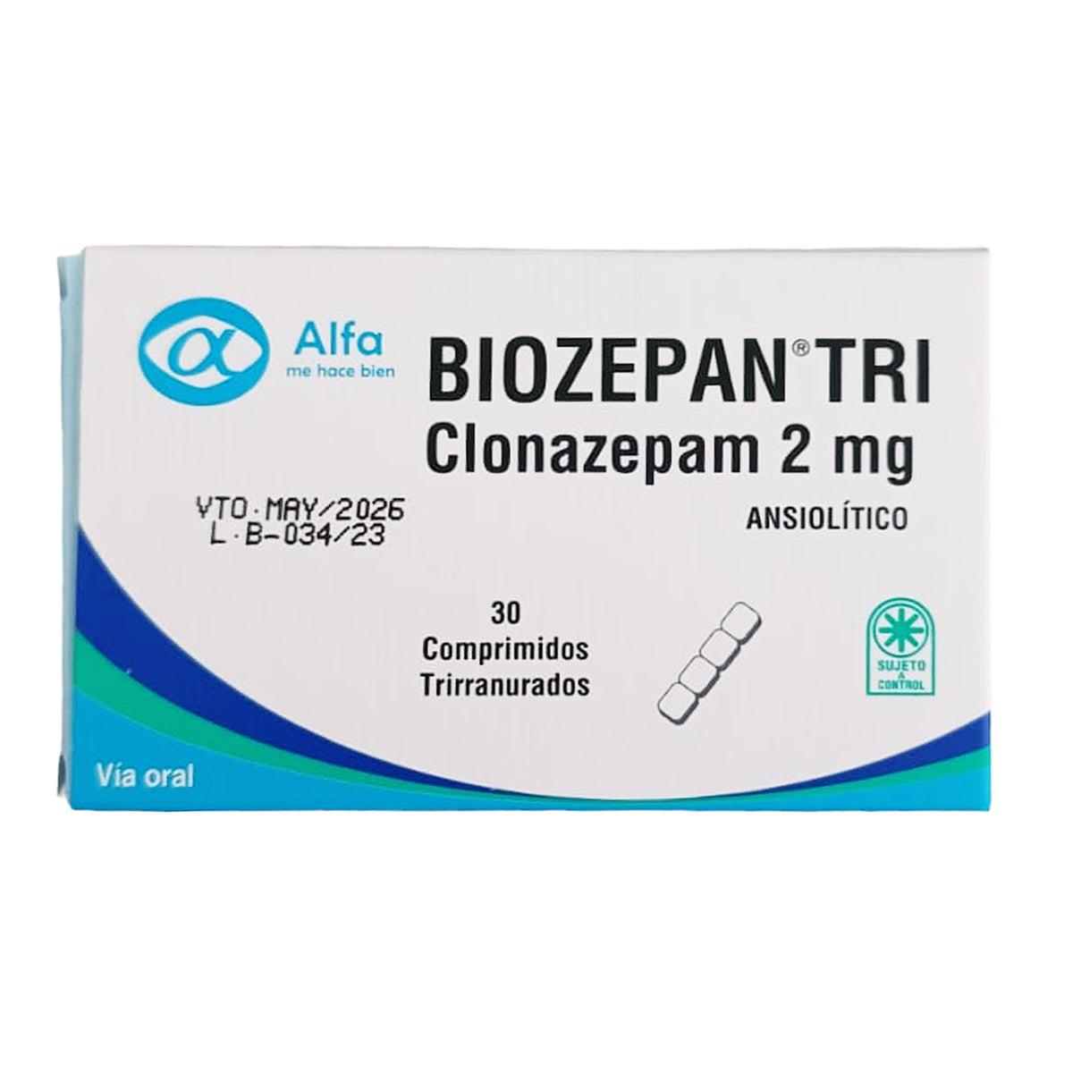Biozepan Tri 2Mg X 30 Comp Clonazepam Psico— Farmacorp