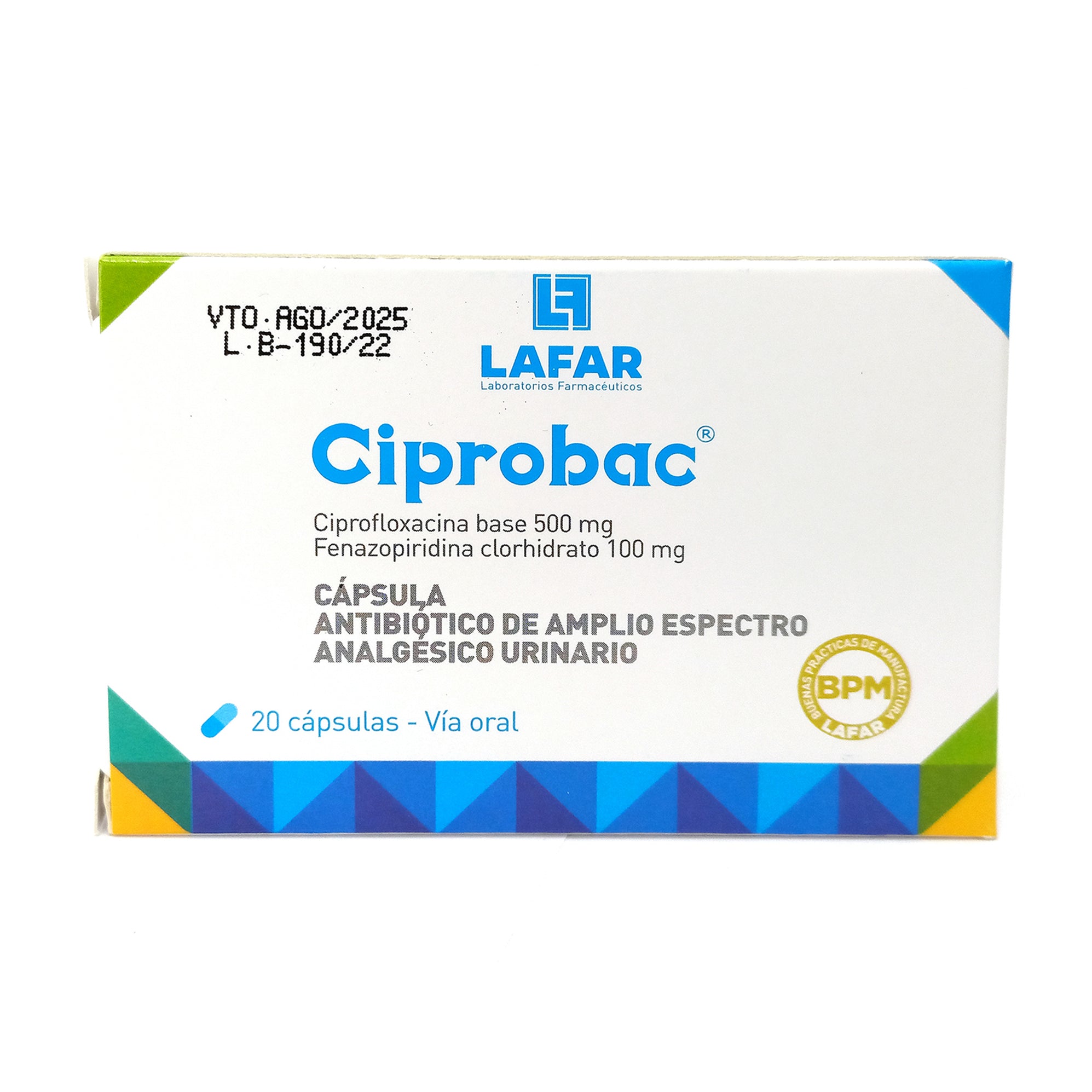 Ciprobac Ciprofloxacina 500Mg Y Fenazopiridina 100Mg X Capsula— Farmacorp