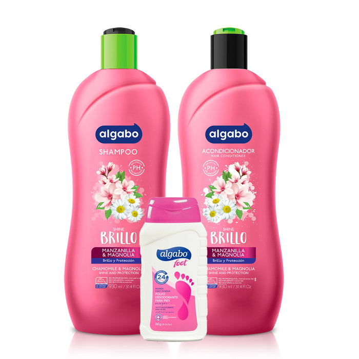 Algabo Pack Shampoo Acondicionador Manzana Y Magnolia + Talco Rosa— Farmacorp