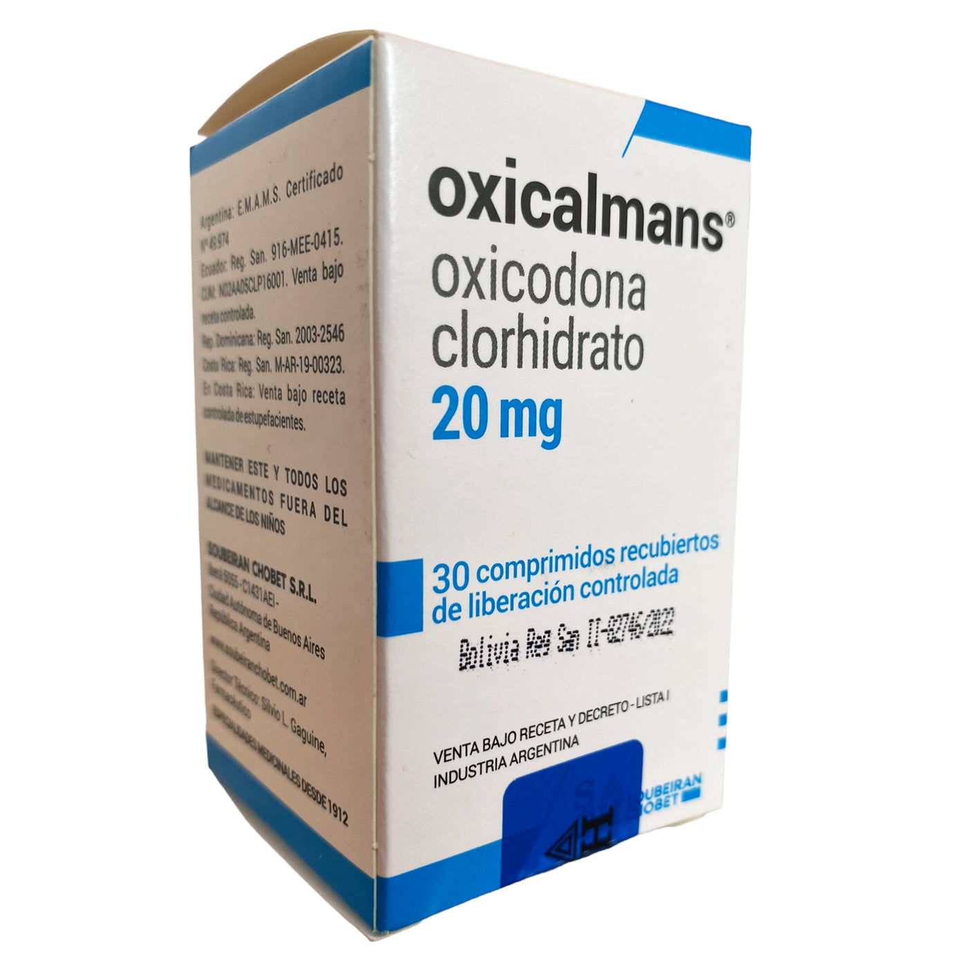 Oxicalmans 20Mg Oxicodona Frasco X 30 Comprimidos— Farmacorp