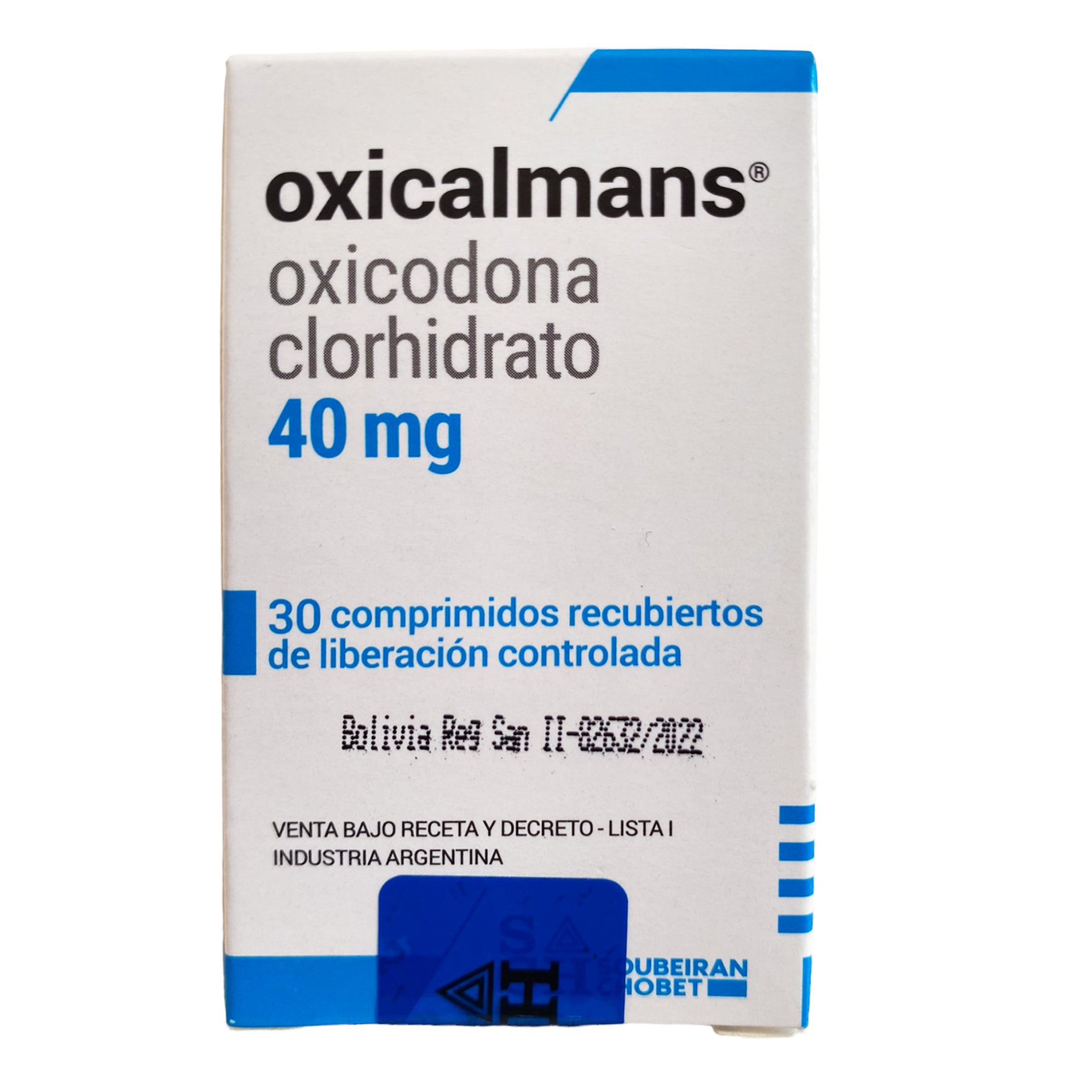 Oxicalmans 40Mg Oxicodona Frasco X 30 Comprimidos— Farmacorp