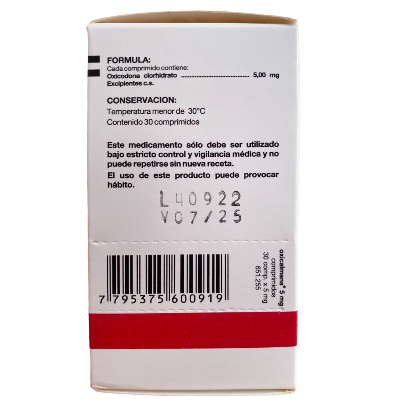 Oxicalmans 5Mg Oxicodona Frasco X 30 Comprimidos— Farmacorp