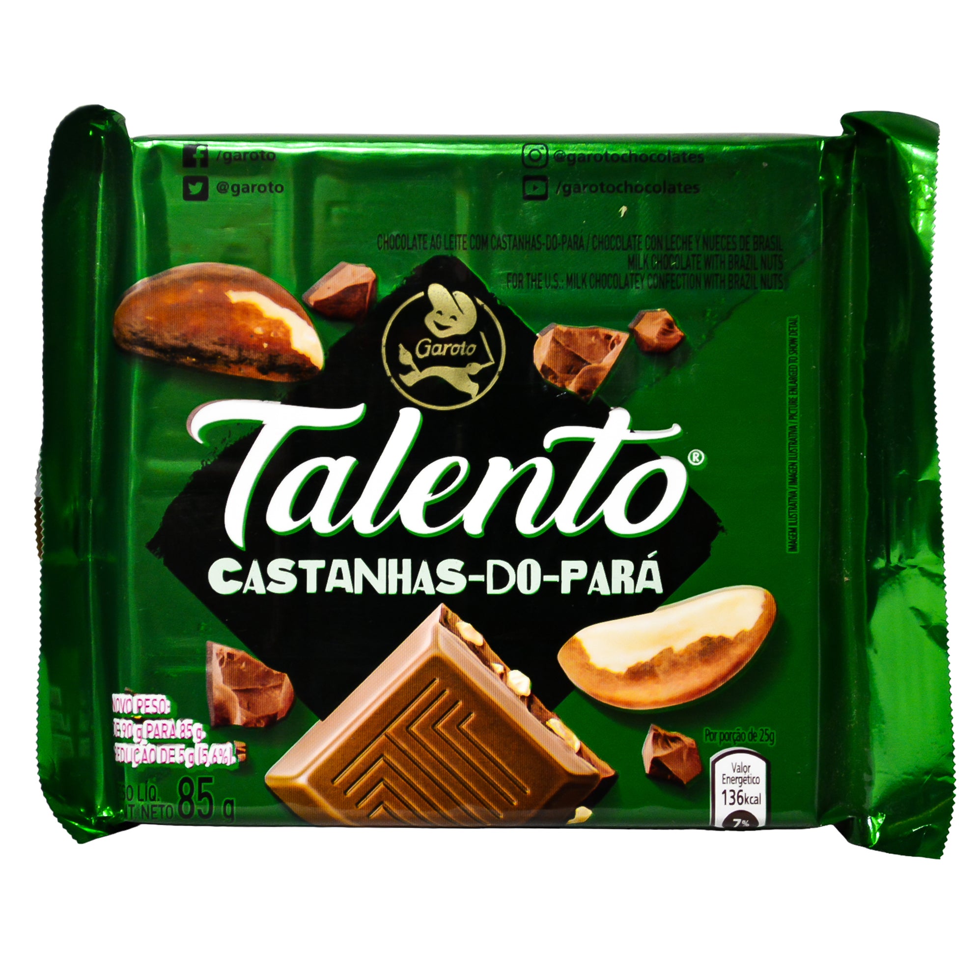 Talento Chocolate Con Leche Nueces Brasil X 85G— Farmacorp