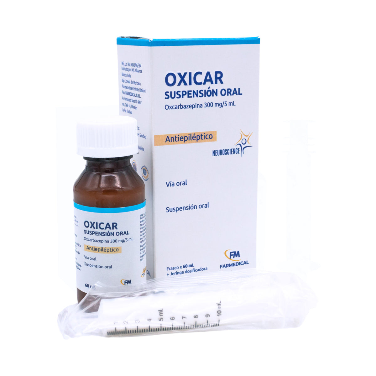 Oxicar Oxcarbazepina 300Mg / 5Ml Suspensión X 60Ml— Farmacorp