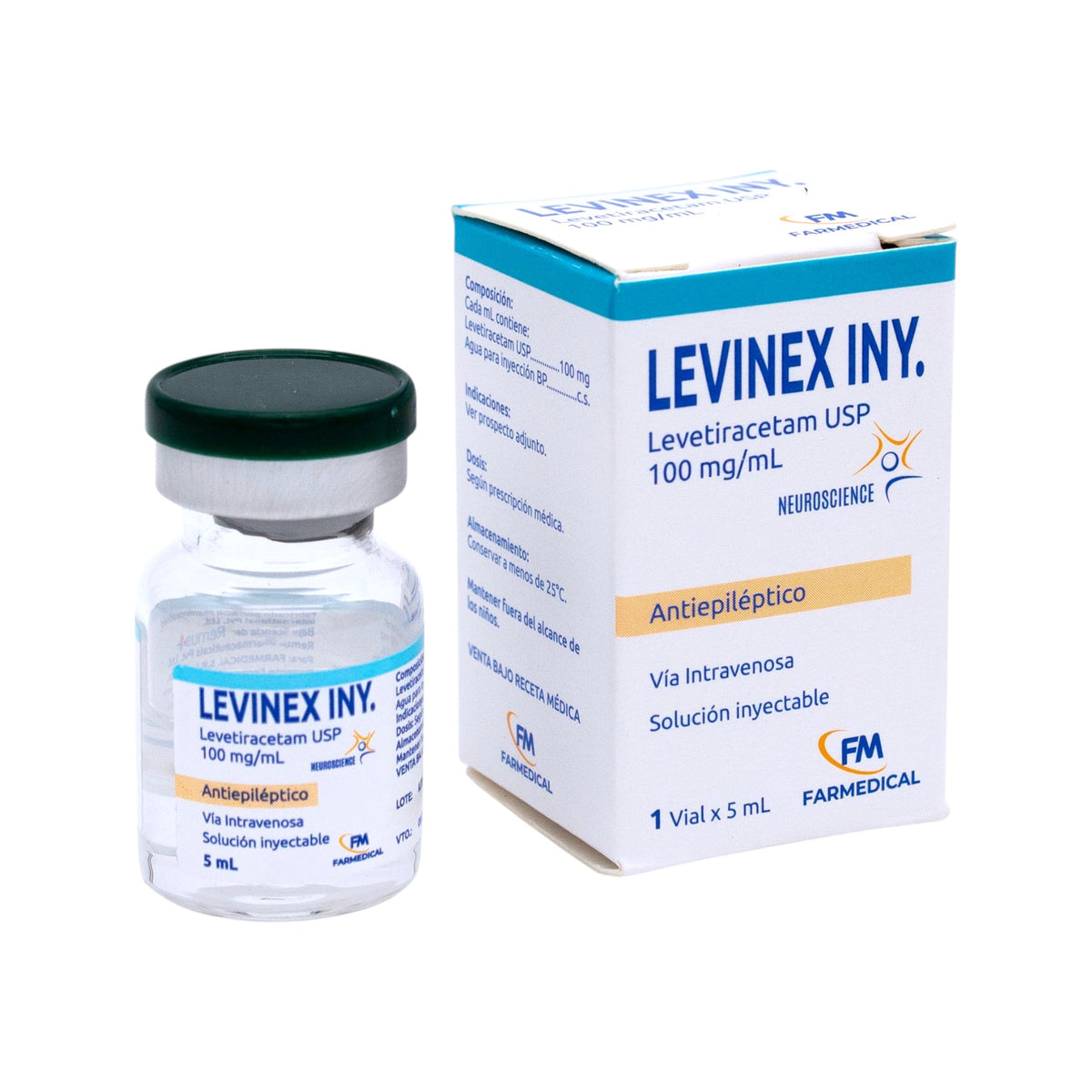 Levinex 100Mg/Ml Iv X 1 Fco/Amp/5Ml Levetiracetam— Farmacorp