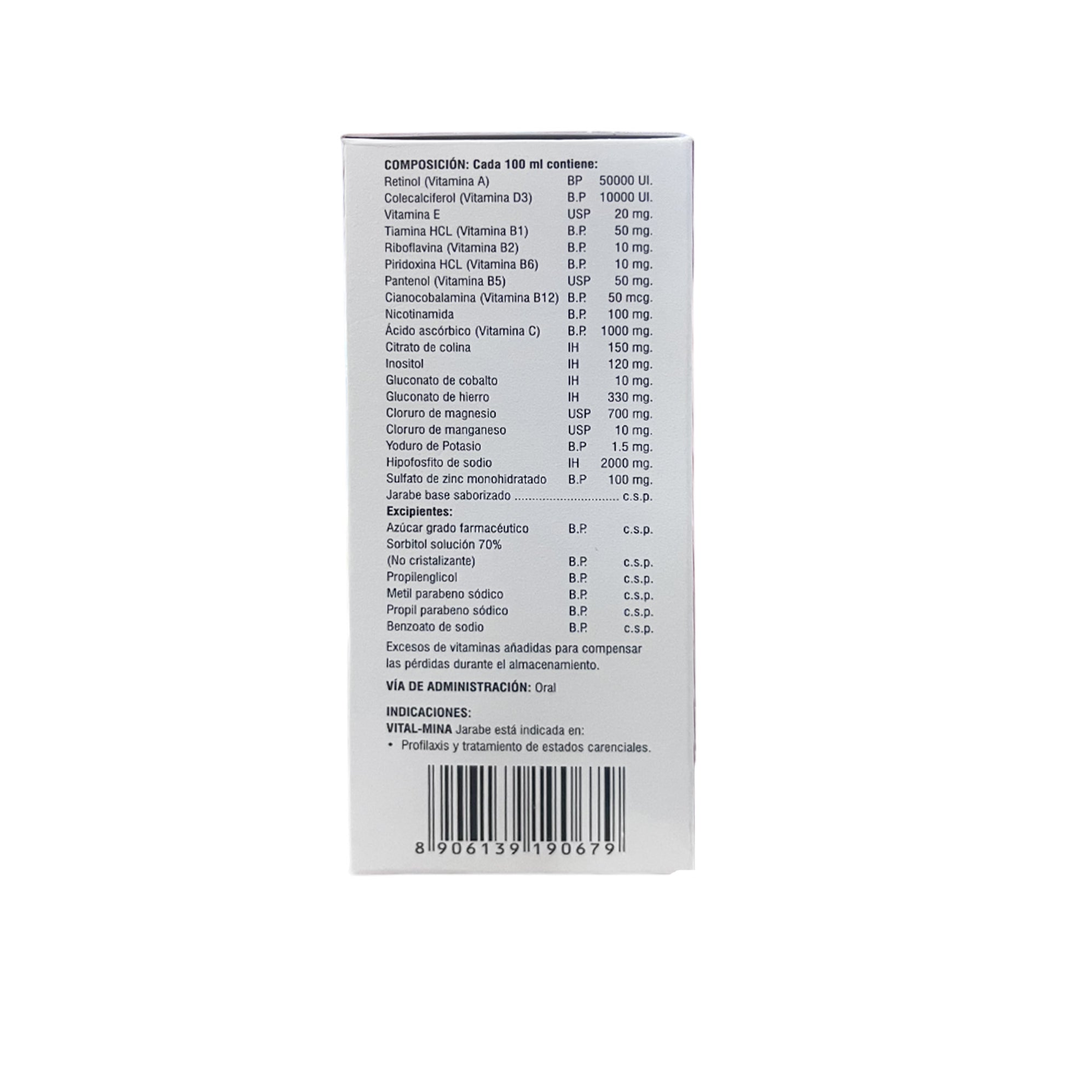 Multivitamínico Vital-Mina Jarabe Multivitaminas / Minerales X 100Ml ...