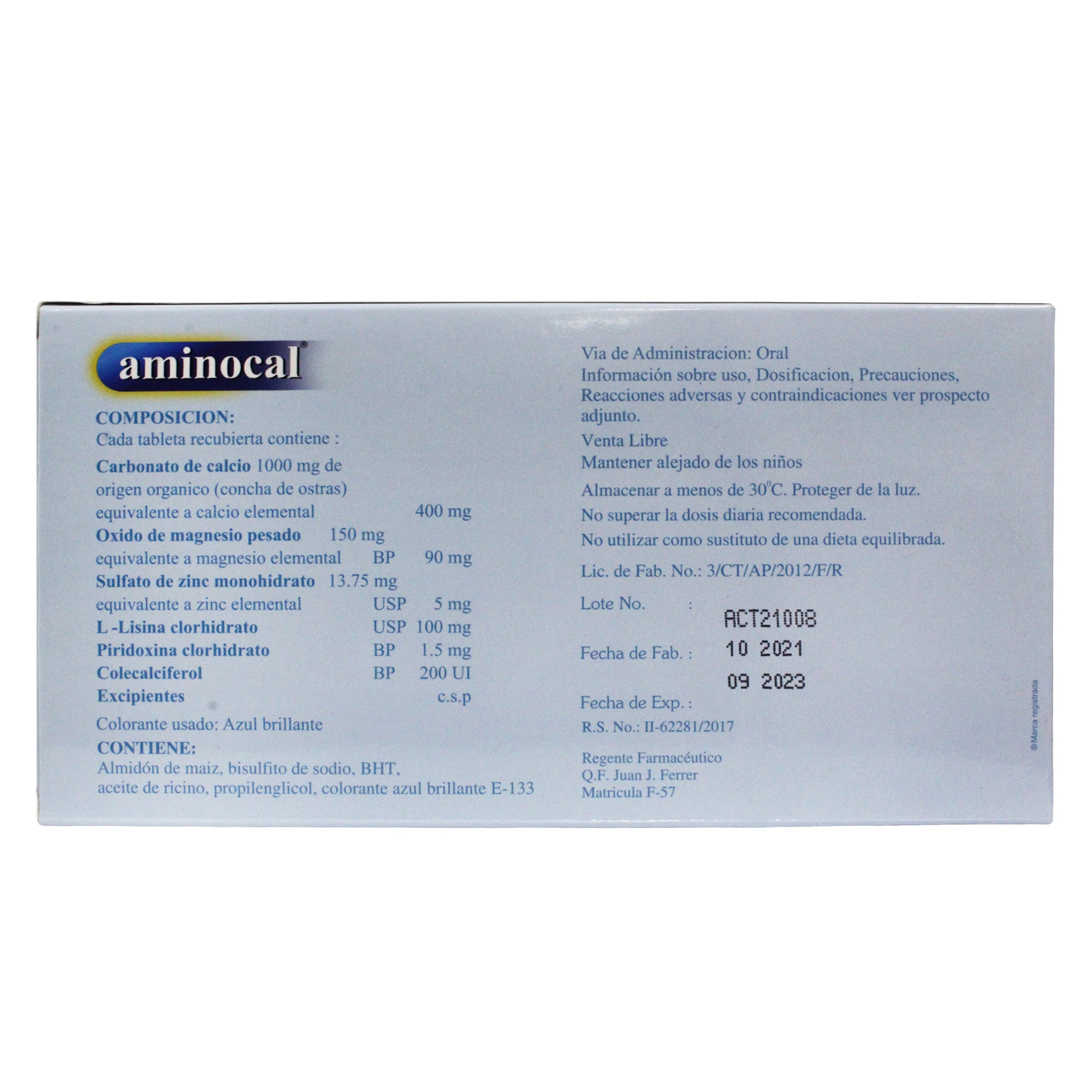 Aminocal Multivitaminas Y Minerales X Tableta— Farmacorp